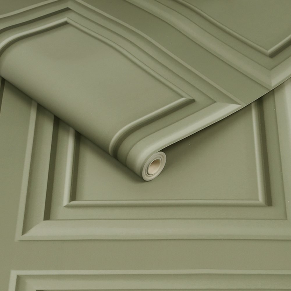 Fresco Wood Panel Sage Green Wallpaper