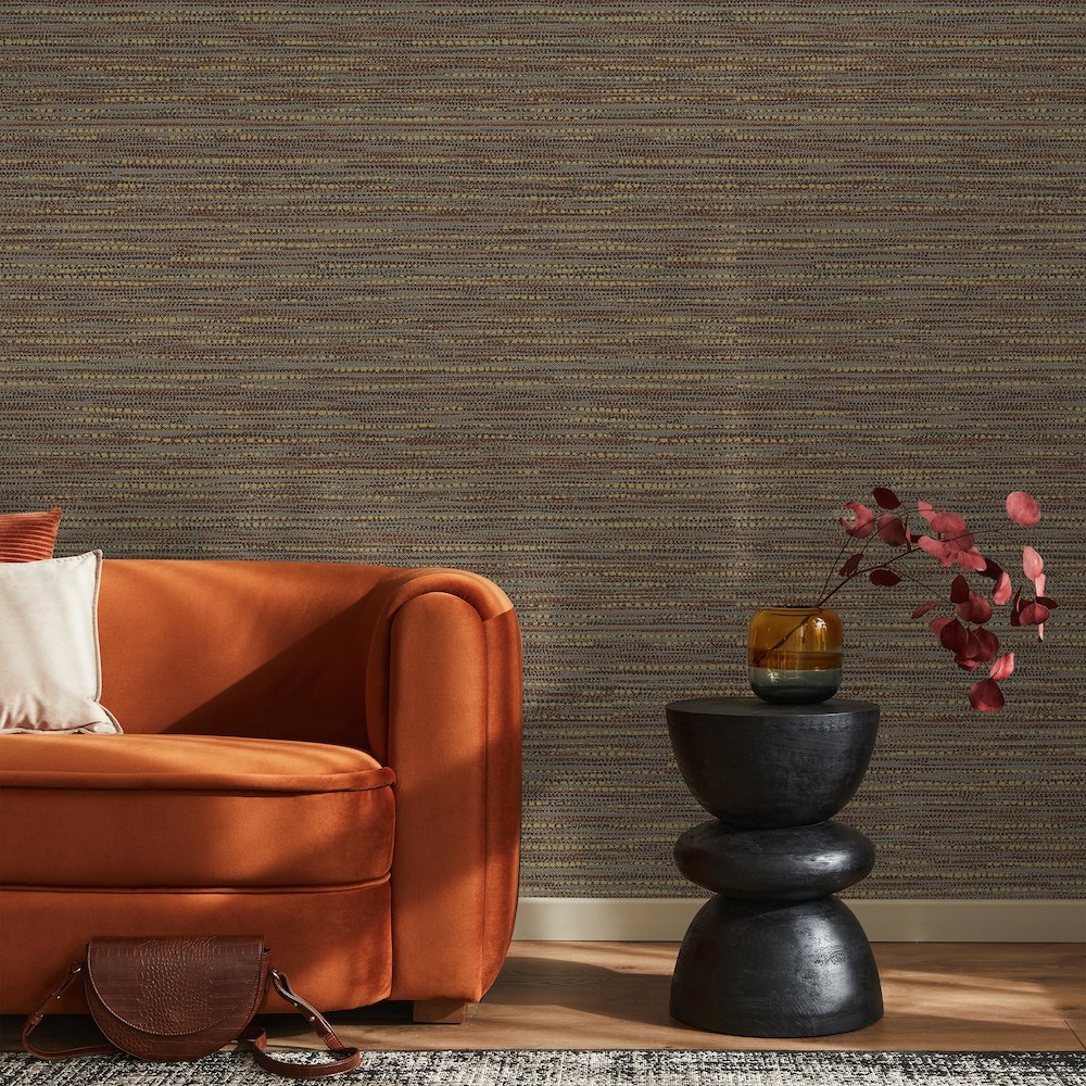 Boutique Chunky Horizontal Weave Rust Wallpaper
