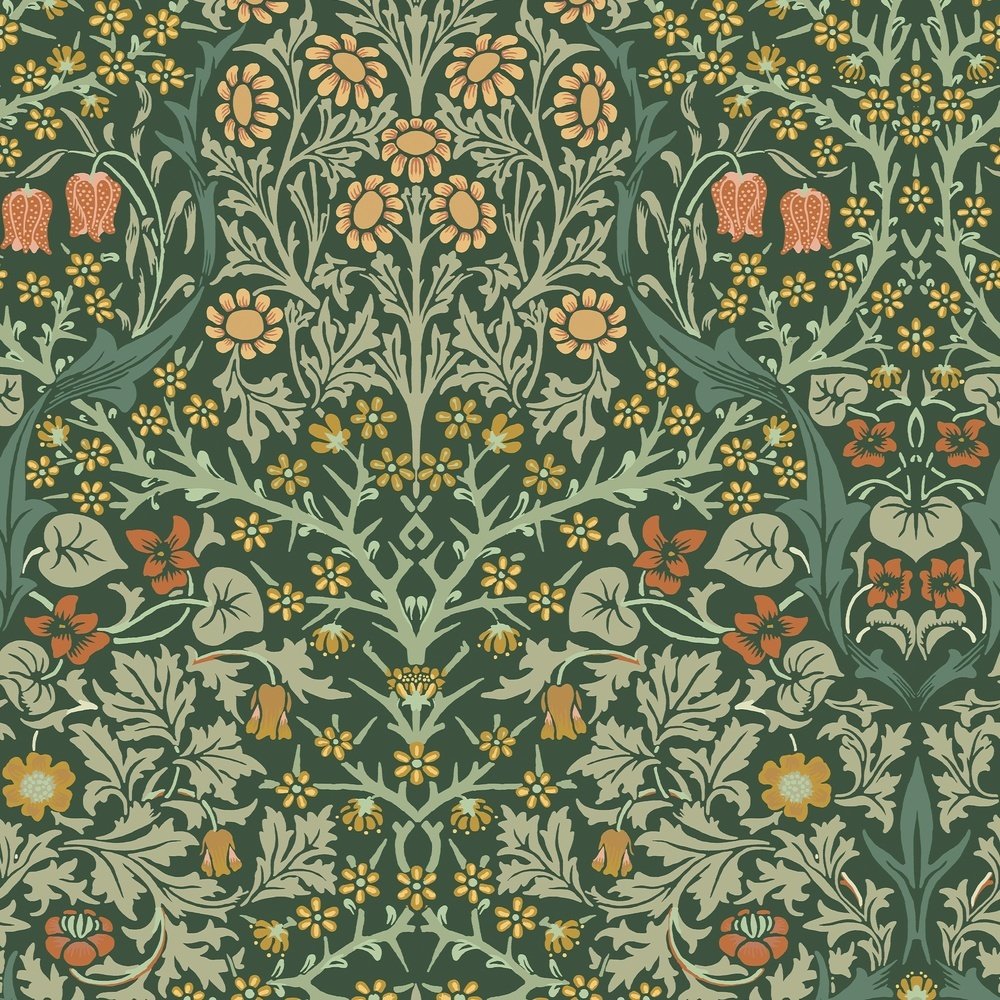 William Morris at Home Blackthorn Deep Green Wallpaper