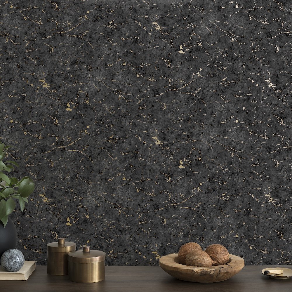 Superfresco Easy Gilded Plaster Black & Gold Wallpaper