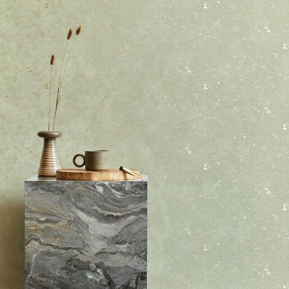 Gilded Plaster Sage and Gold Wallpaper – Superfresco Easy