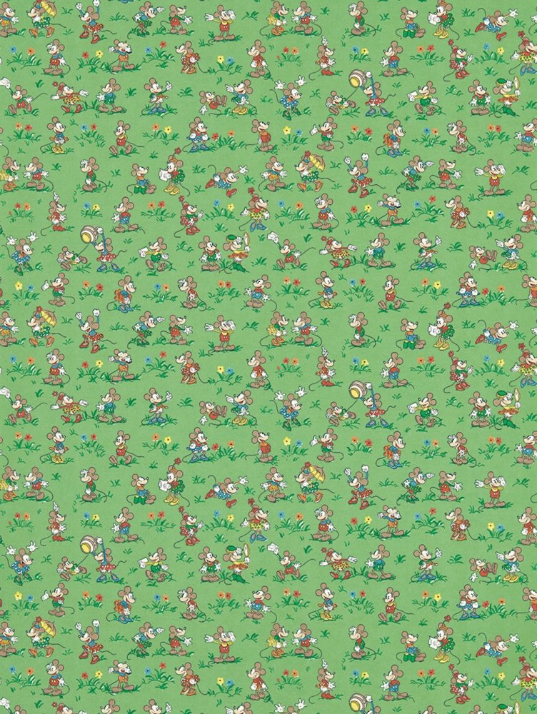 Sanderson Mickey & Minnie Gumball Green Wallpaper