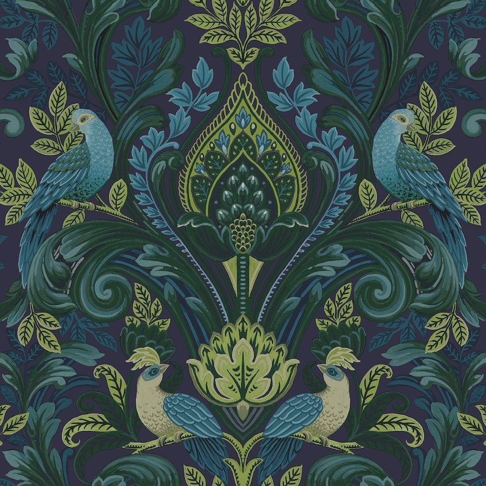 Grandeco Arcadia Opulent Damask Blue & Green Wallpaper