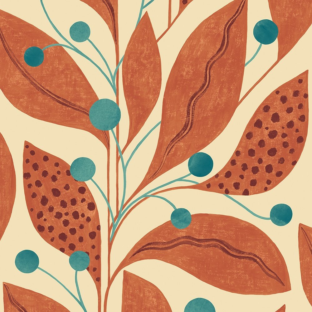 ohpopsi Berry Dot Rust & Teal Wallpaper GRA50134W