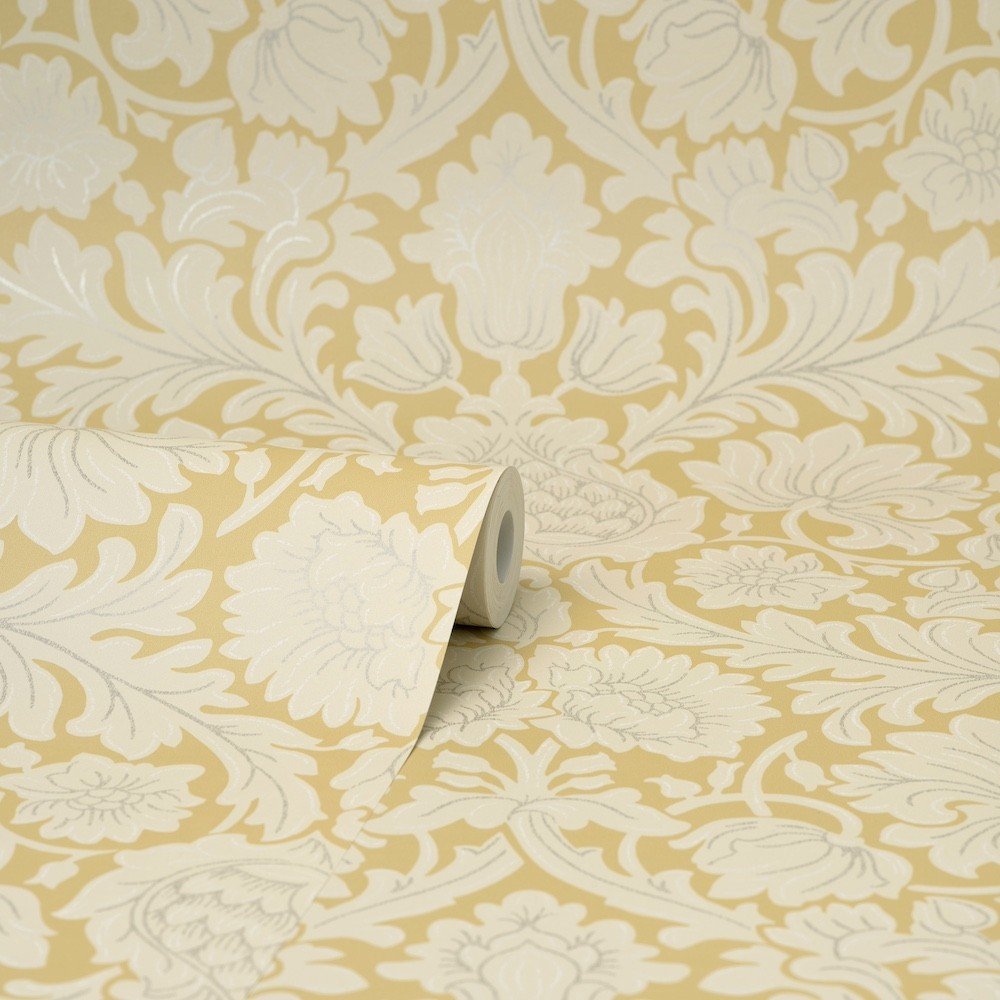 Crown Damask Mustard Wallpaper