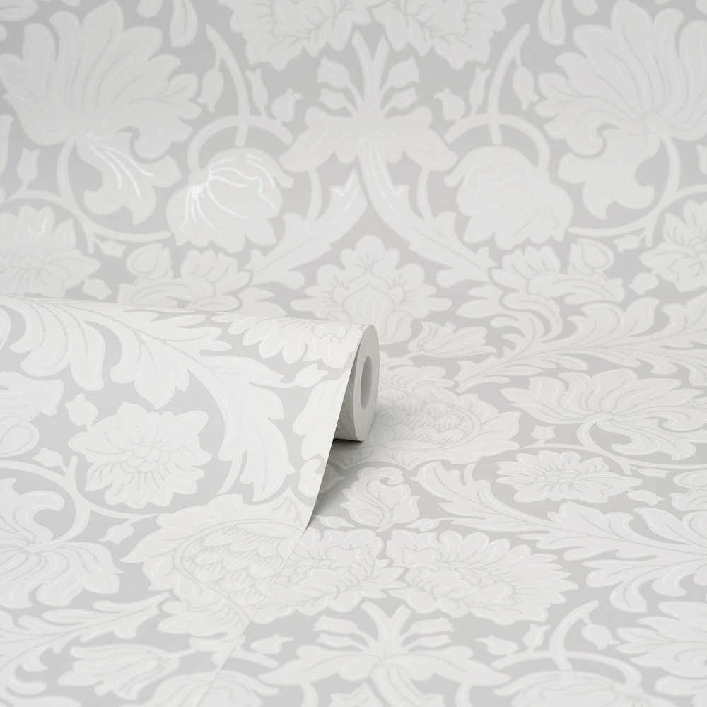 Crown Damask Grey Wallpaper