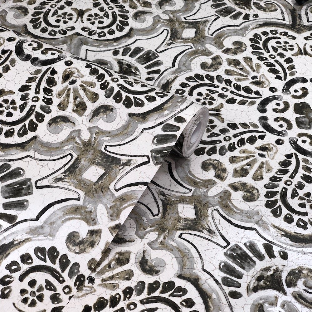 A Street Prints Florentine Grey Tile Wallpaper 2540-24045