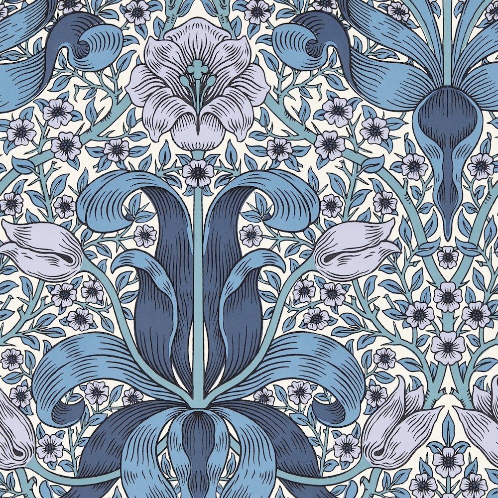 Morris & Co Spring Thicket Indigo/Lilac Wallpaper