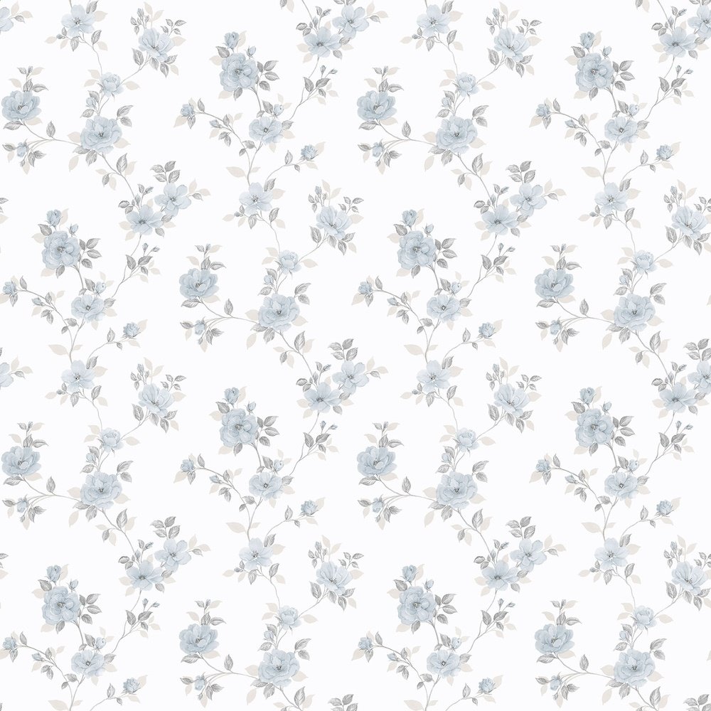 Galerie Pretty Prints Mini Rose Trail Blue / Beige / Grey Wallpaper