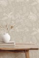 Crown Woodland Toile Beige Wallpaper
