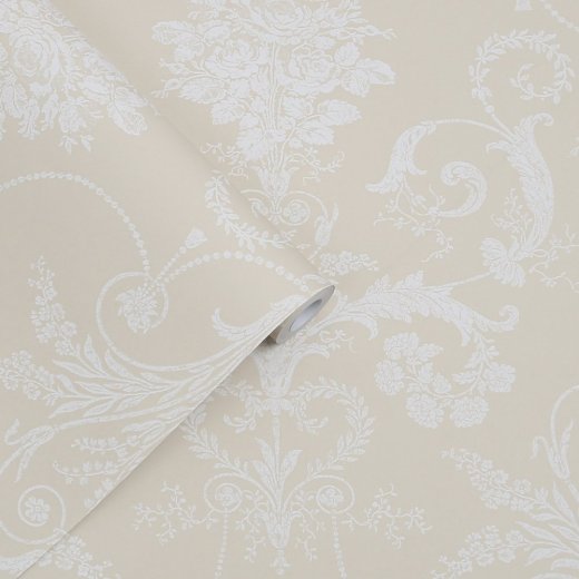 Laura Ashley Josette White & Dove Grey Wallpaper 113378 Laura Ashley Josette White & Dove Grey Wallpaper 113378